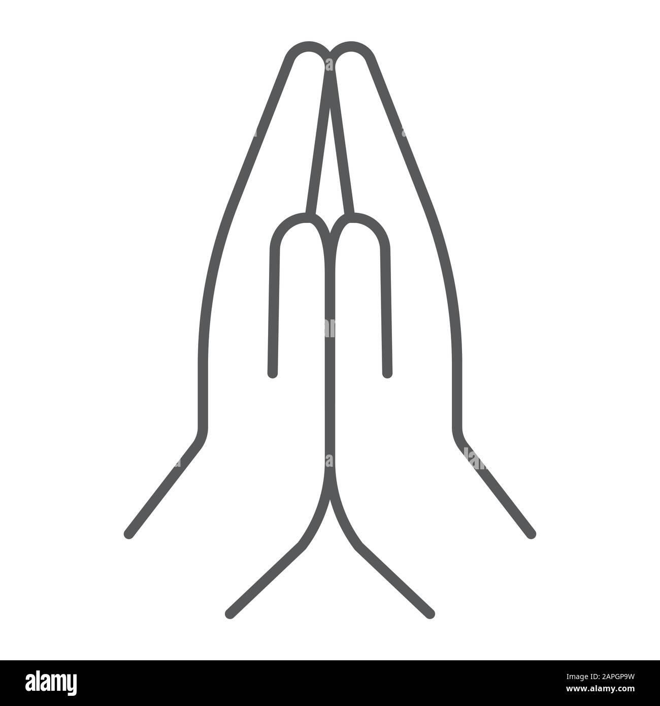 Pray thin line icon, religion and prayer, hands praying sign, vector ...