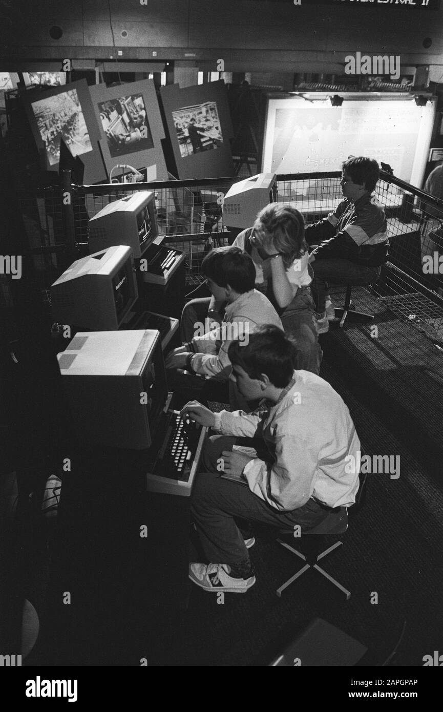 Computer festival in Amsterdam; computer-creche: young children behind ...