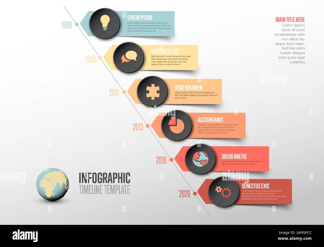 Vector Infographic Company Milestones Timeline Template with circle ...