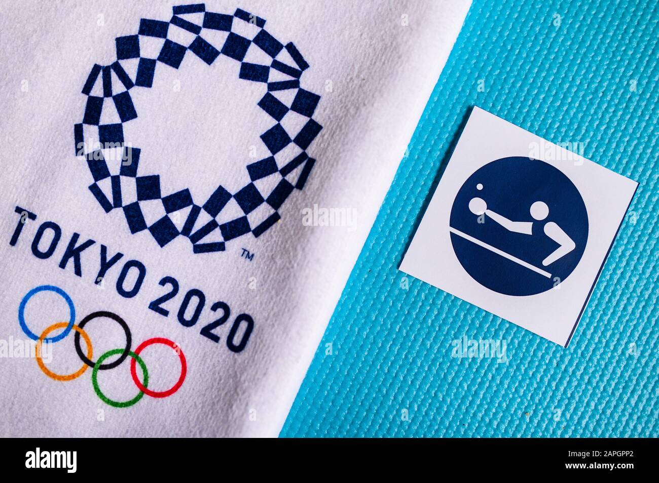 TOKYO, JAPAN, JANUARY. 20. 2020: Table Tennis pictogram for summer ...