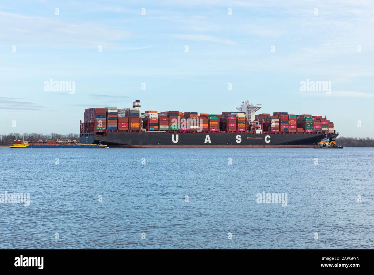 Stade, Germany - December 10, 2019: Ultra-large Container Ship AL ...