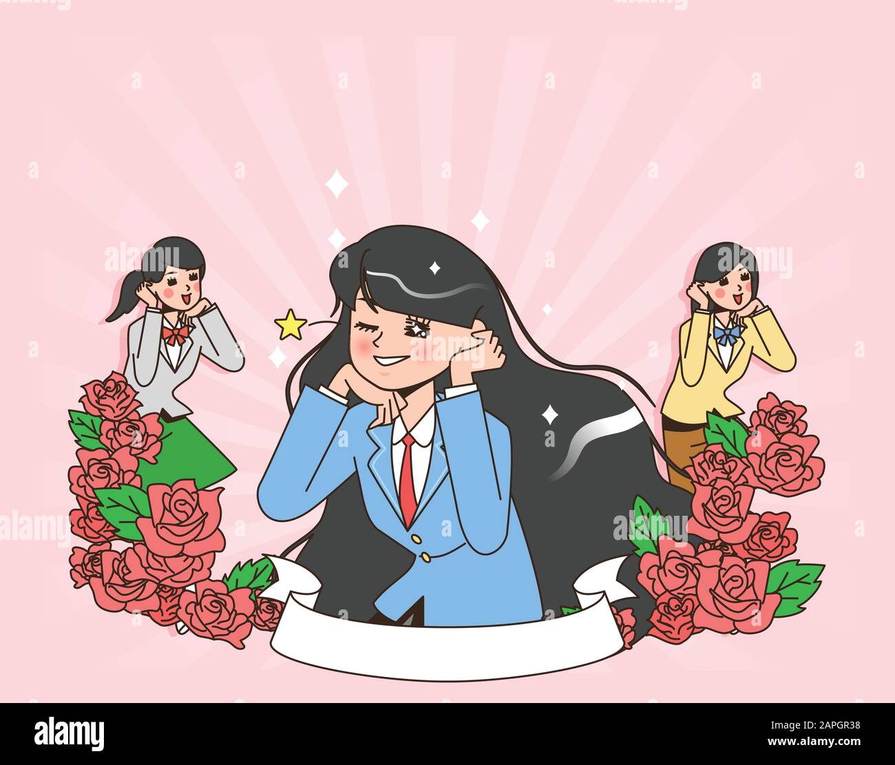 Happy students teenagers cartoon character illustration 002 Stock ...