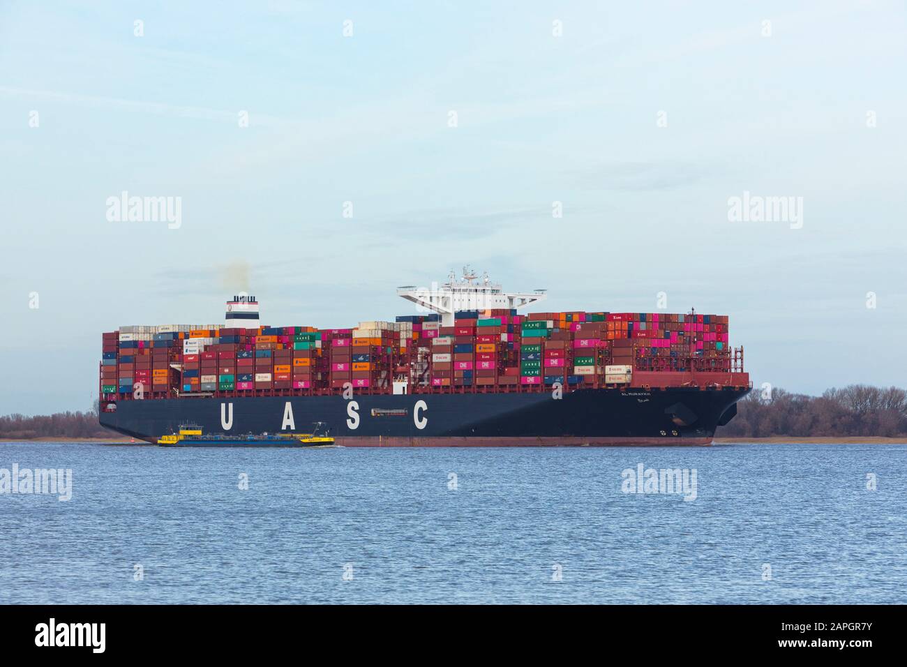 Stade, Germany - December 10, 2019: Ultra-large Container Ship AL ...