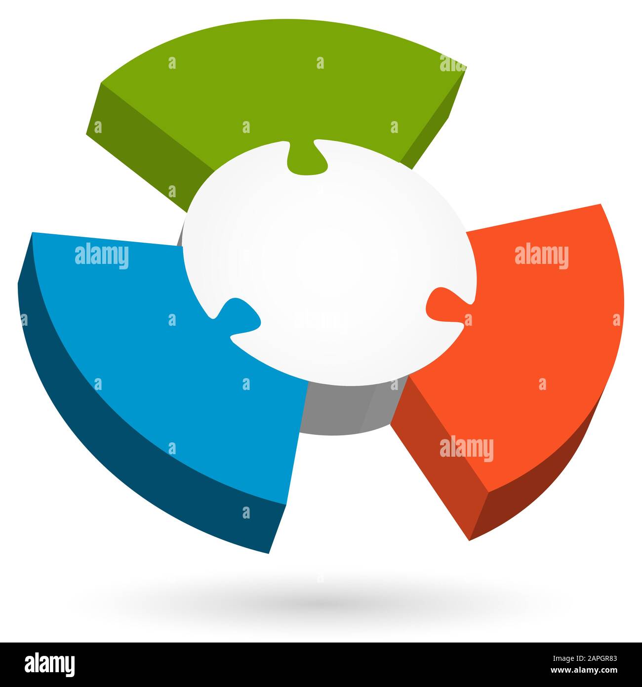 three dimensional puzzle info graphic with center part and three ...