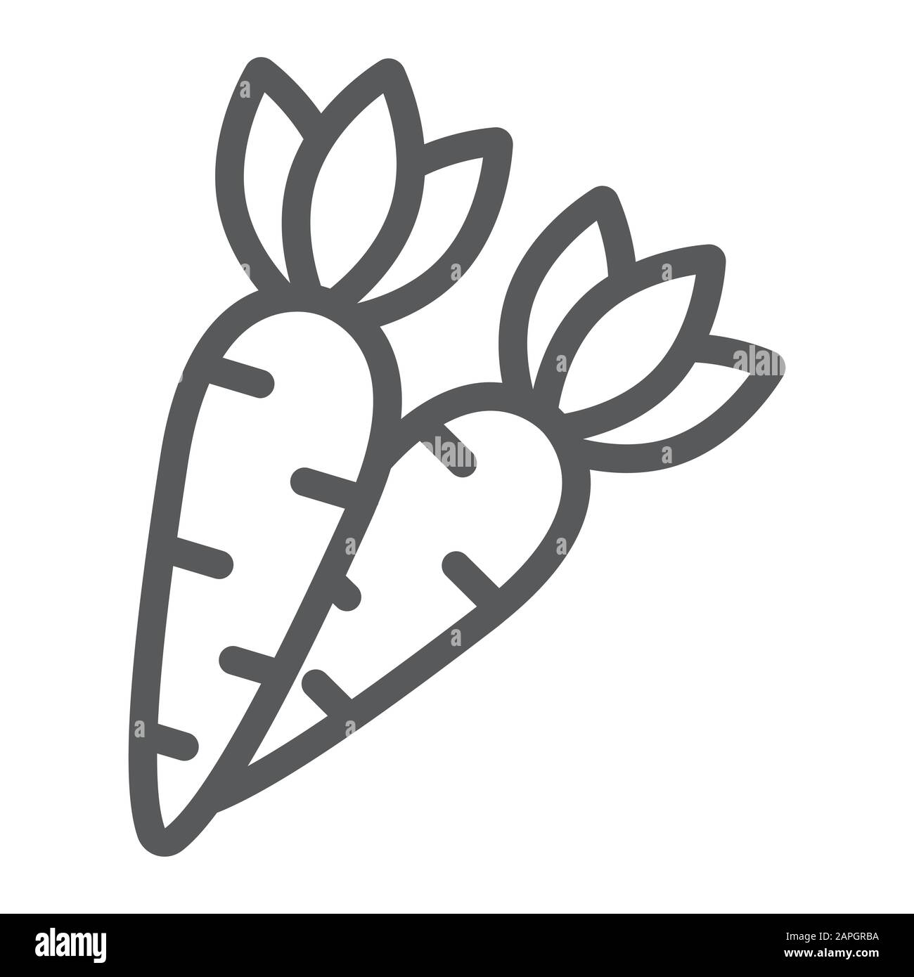 Carrot line icon, easter and vegetable, root sign, vector graphics, a ...