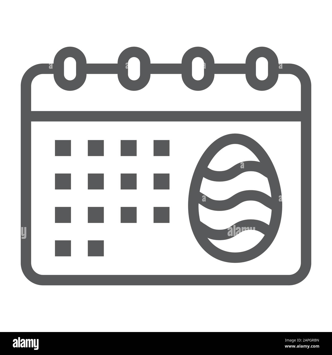 Easter day calendar line icon, easter and holiday, easter date sign ...