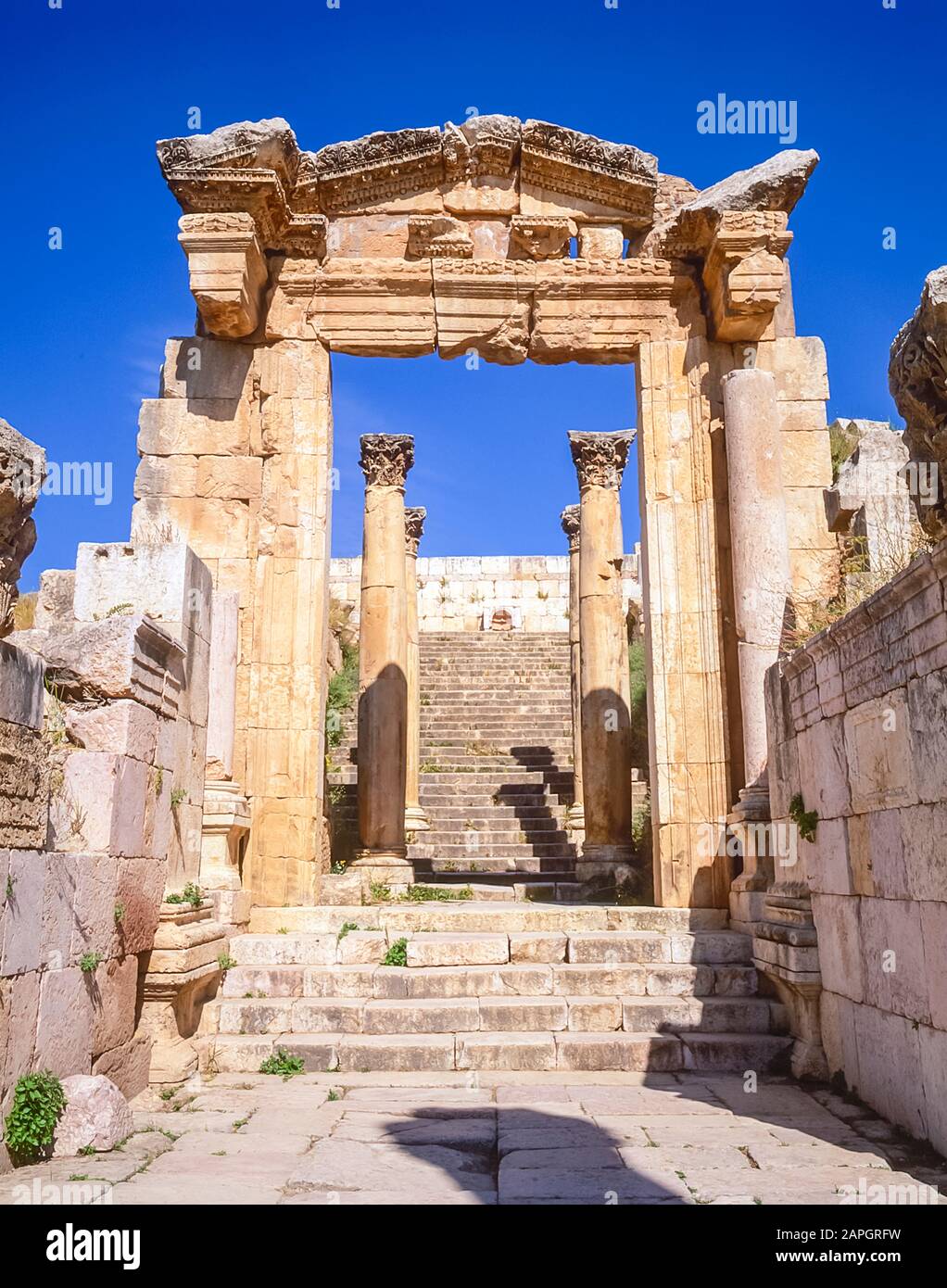 Jordan. The entrance portal to the Temple of Dionysus at the once great ...