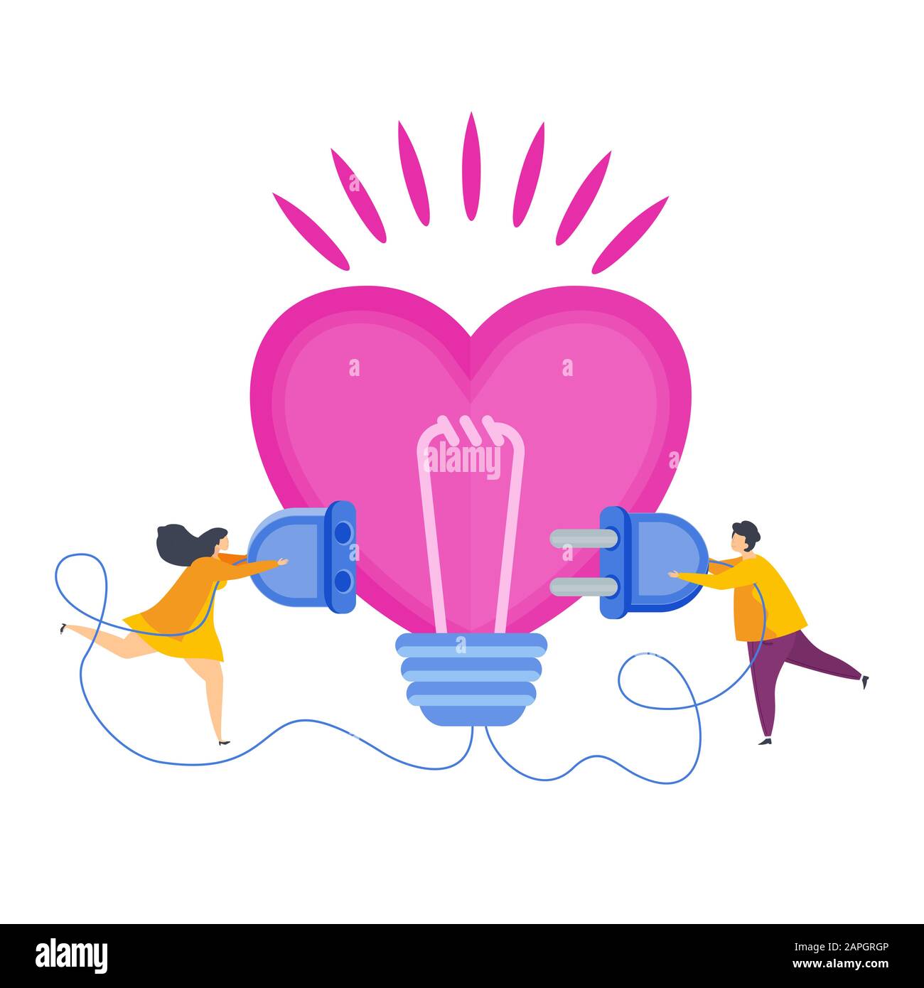 Love energy. A man and a woman are connected to a light source Stock ...