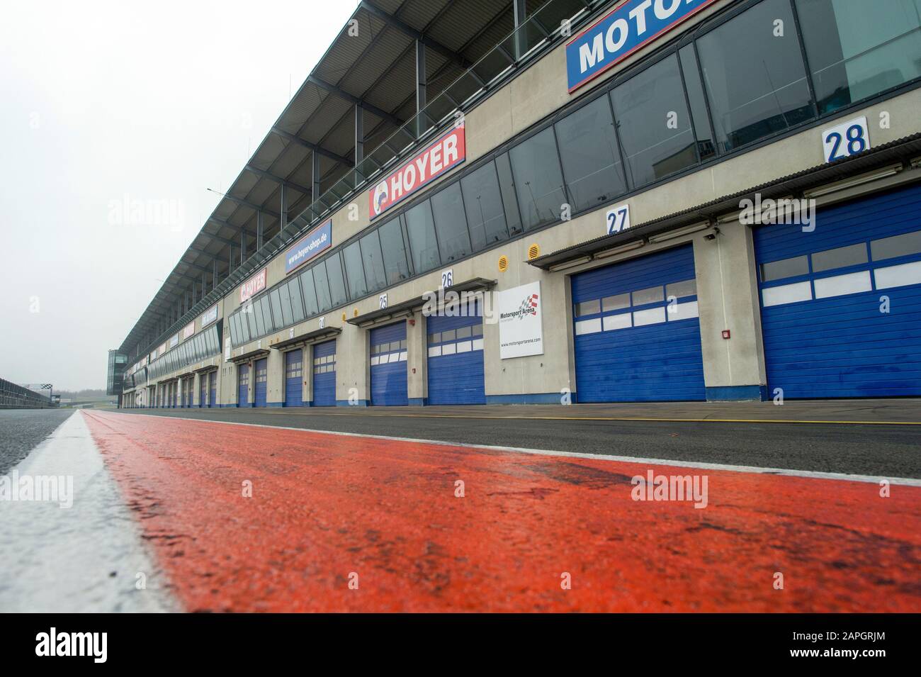 Oschersleben, Germany. 22nd Jan, 2020. View into the empty pit lane of ...