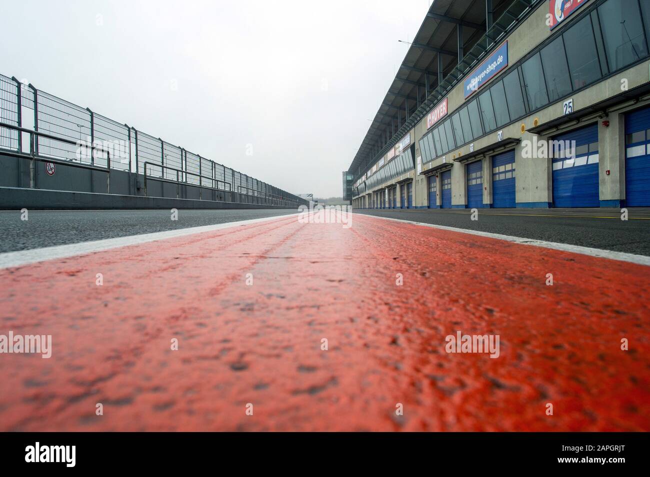 Oschersleben, Germany. 22nd Jan, 2020. View into the empty pit lane of ...