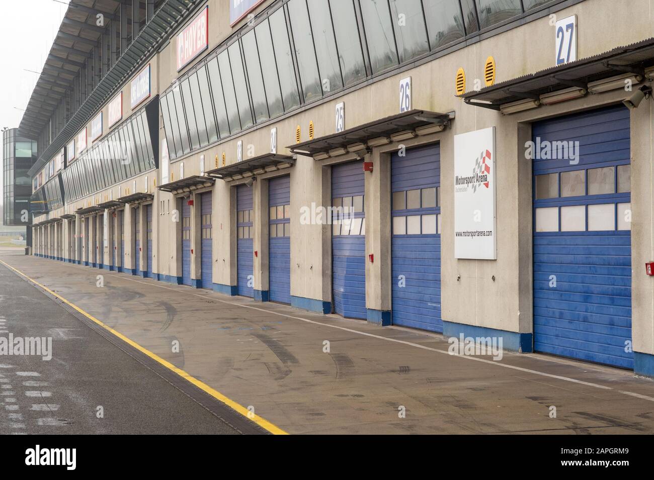 Oschersleben, Germany. 22nd Jan, 2020. The empty pit lane of the ...