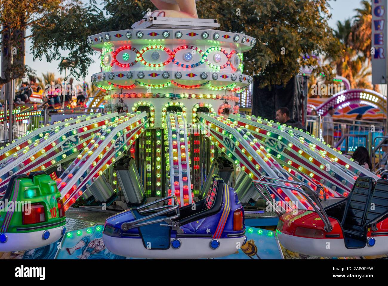 FARO, PORTUGAL: 20th OCTOBER, 2019 - Santa Iria popular fair with rides ...