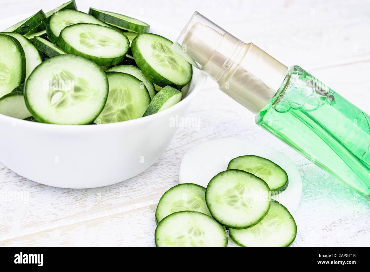 Natural extract from cucumber. Cosmetics care with cucumber extract on ...