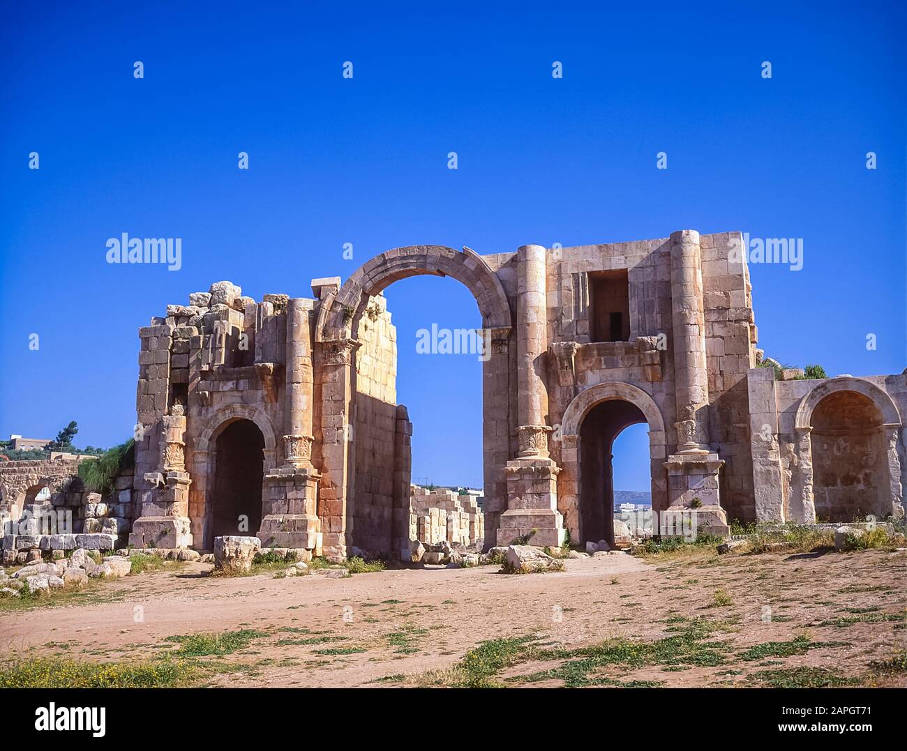 Jordan. The ruins of the magnificent South Gate entrance leading to ...