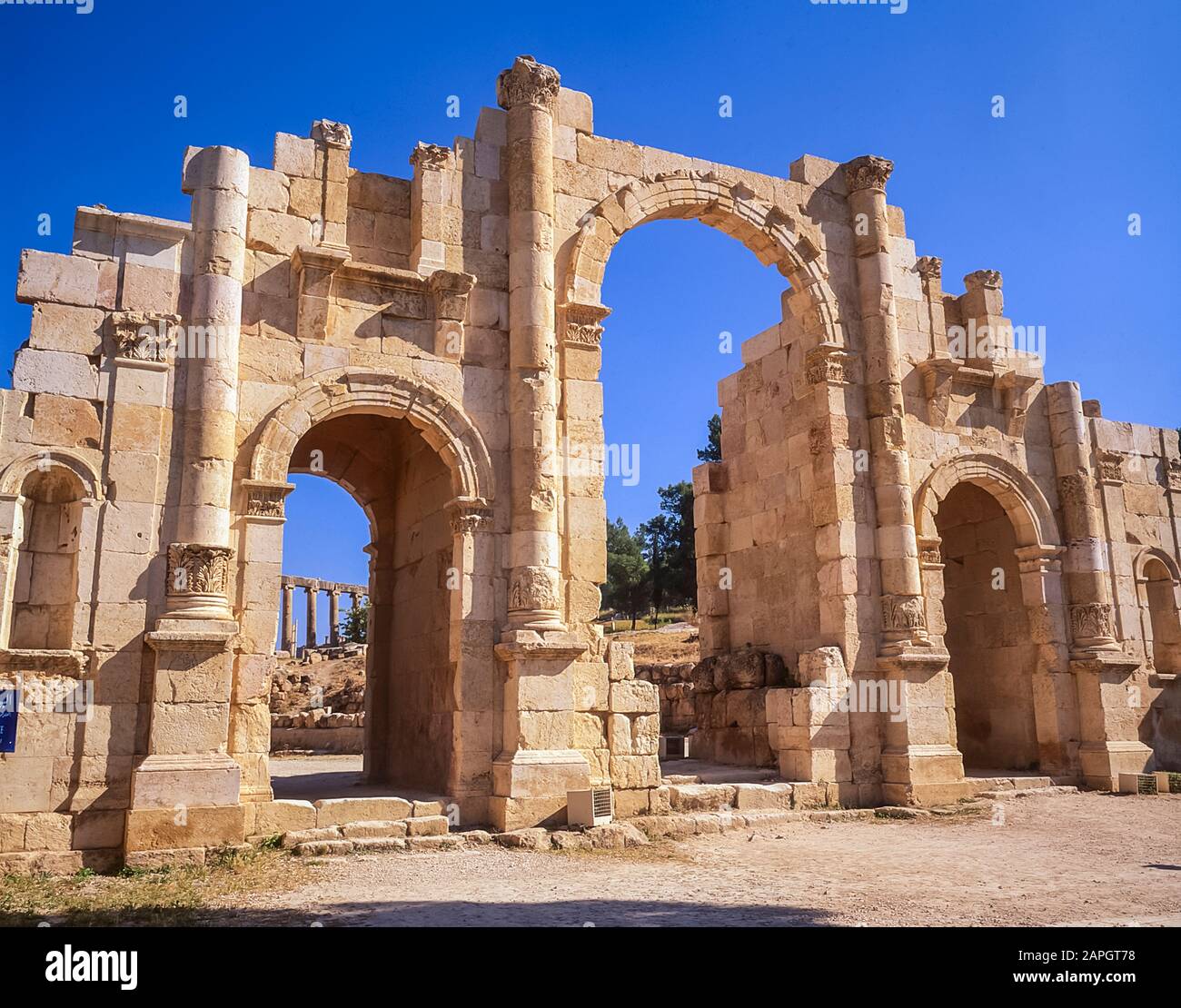 Jordan. The ruins of the magnificent South Gate entrance leading to ...