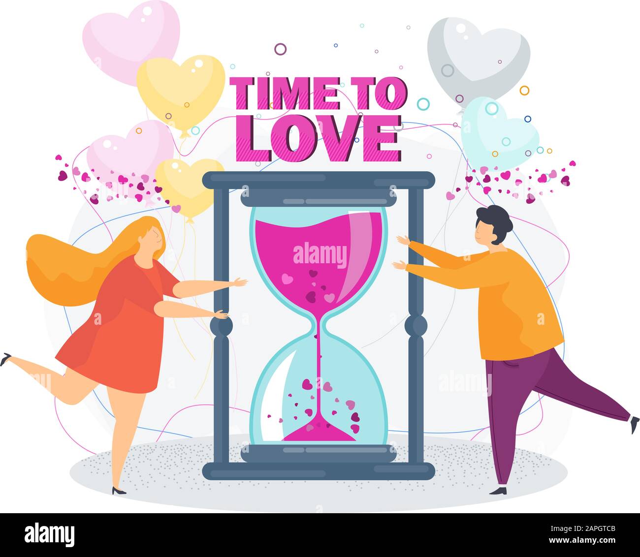 Time to love. A loving couple girl and boyfriend Stock Vector Image ...