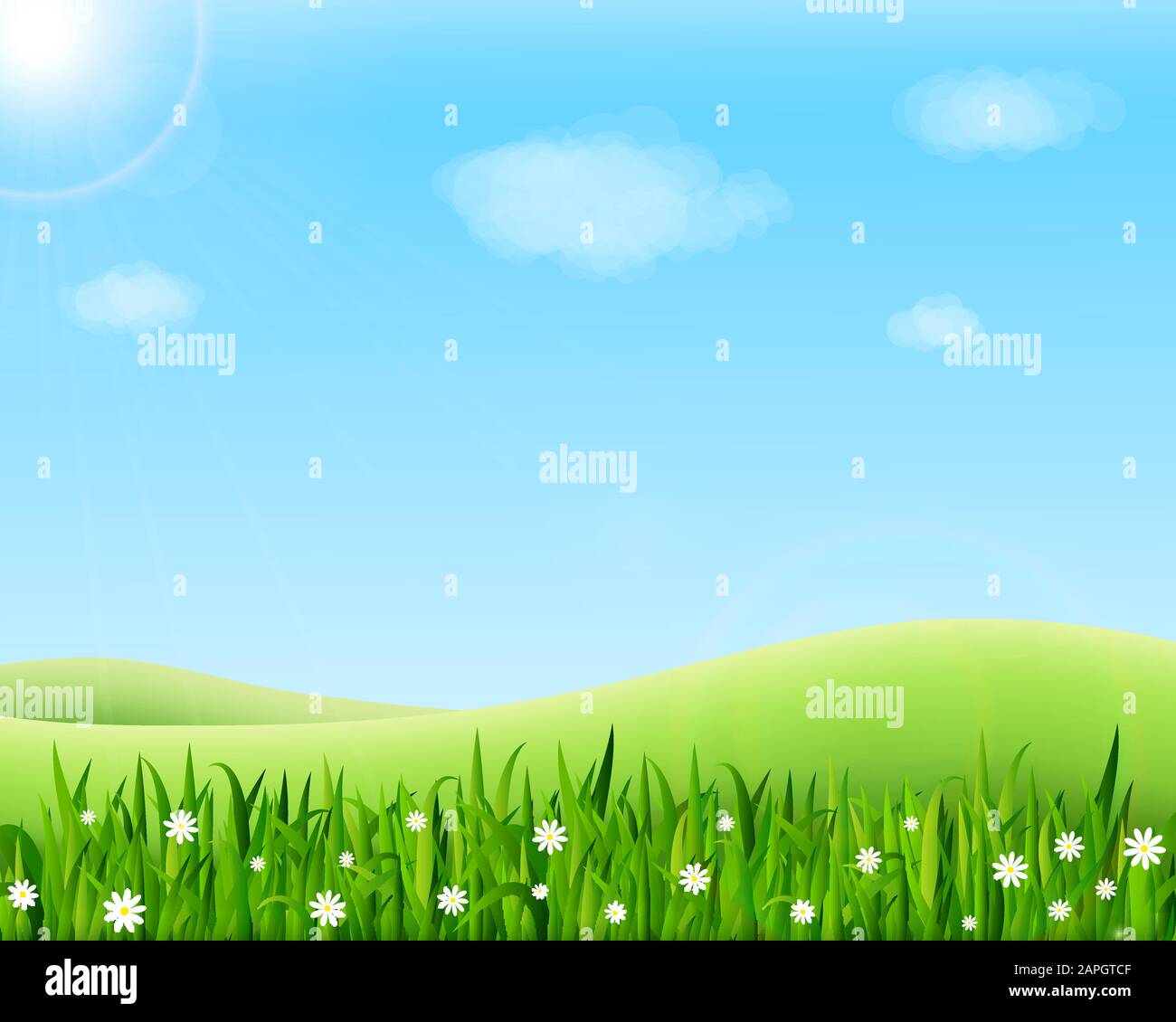 Hills with spring flowers Stock Vector Images - Alamy