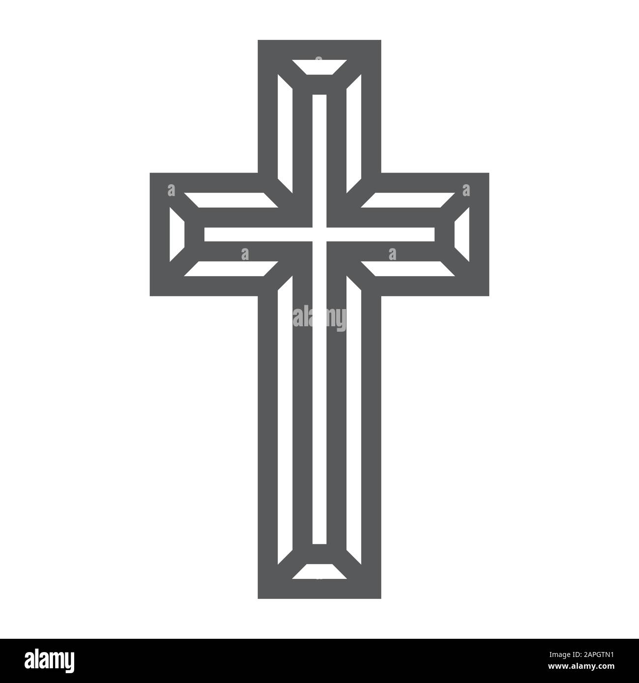 Religious cross line icon, religion and prayer, christ sign, vector ...