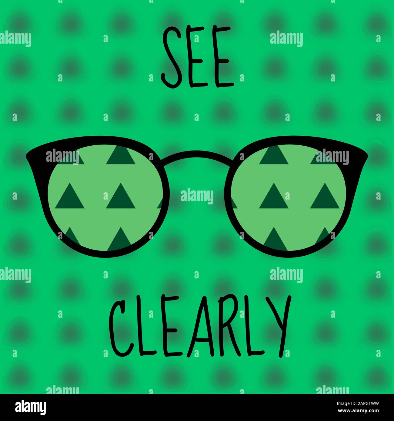 Poor eyesight, optical black-rimmed eyeglasses with clear view of ...