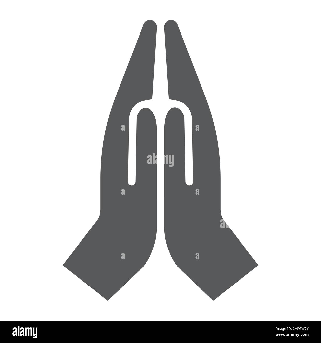 Pray glyph icon, religion and prayer, hands praying sign, vector ...