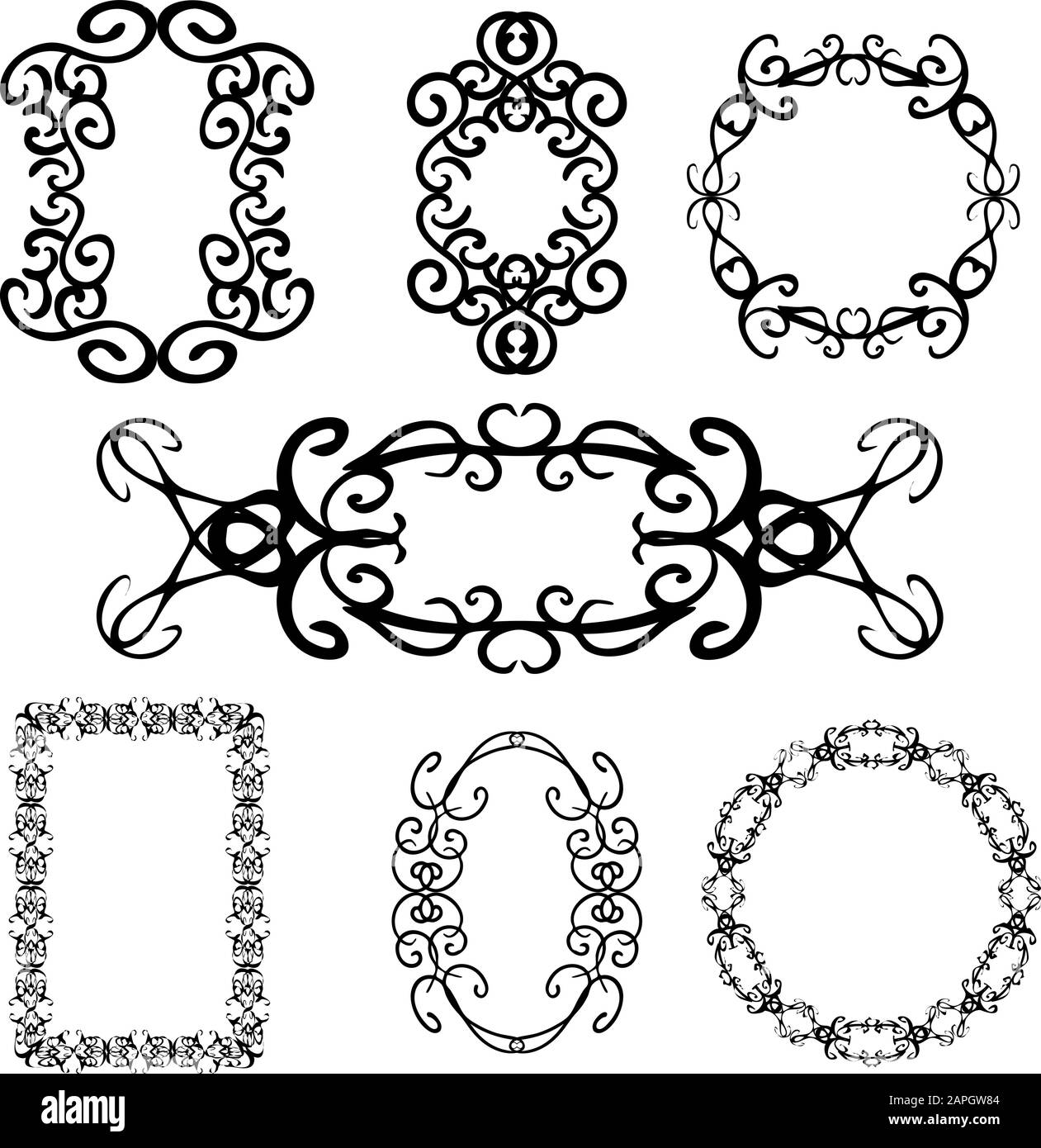 Beautiful black ornate frames and headers template for text, images or ...