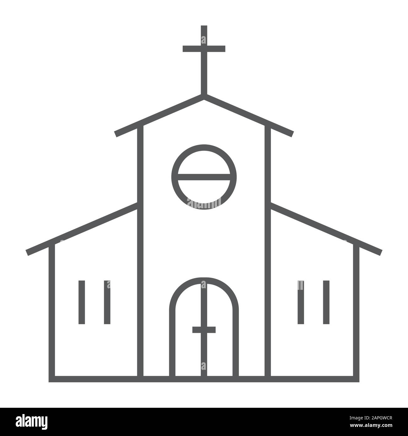 Church thin line icon, religion and prayer, religion building sign ...