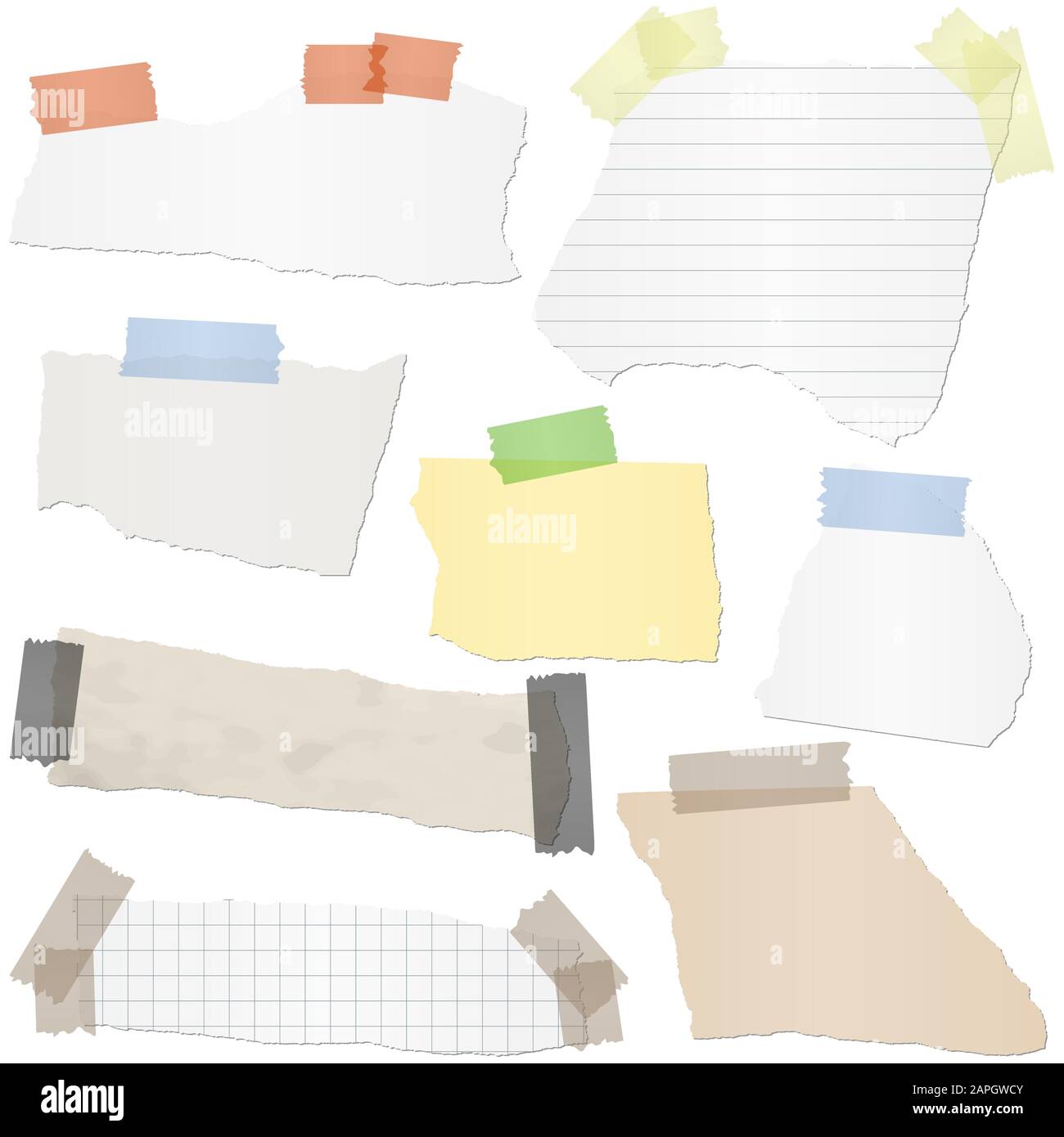 collection of different colored scraps of papers with adhesive strips ...