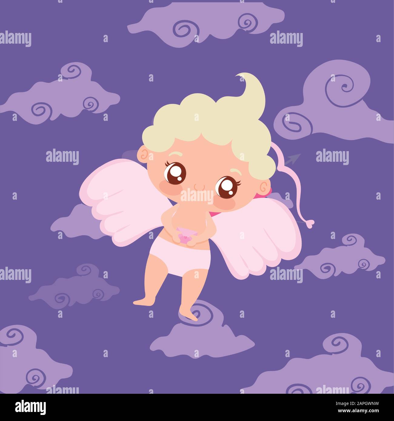Cupid cartoon and clouds design of love passion romantic valentines day ...
