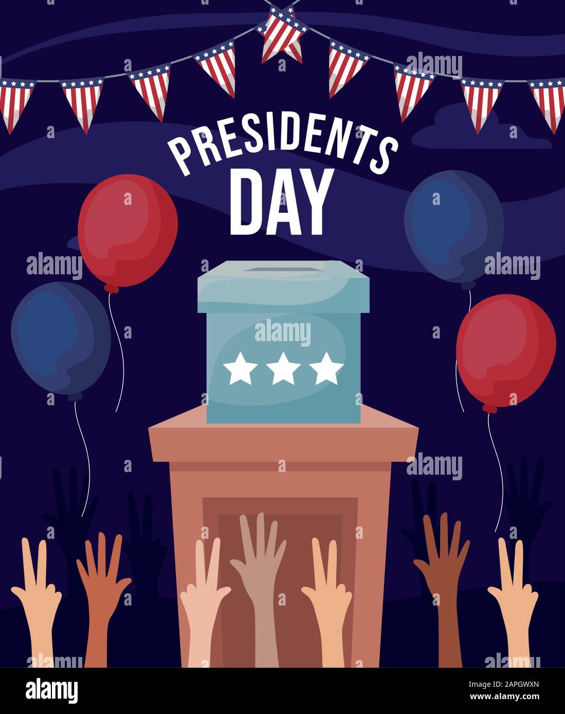 Vote box over podium design, Usa happy presidents day elections united ...