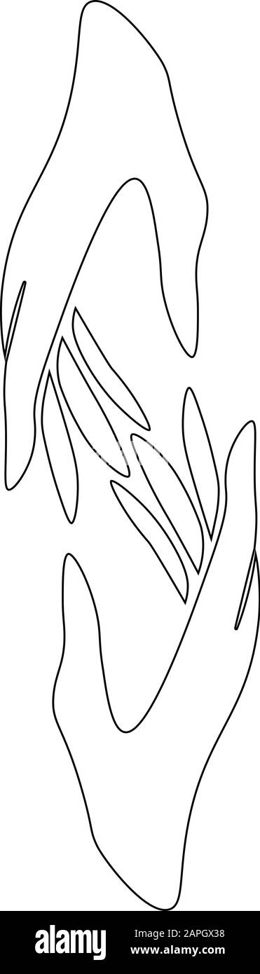 Tattoo or print design - simple contour drawing of two palms Stock ...