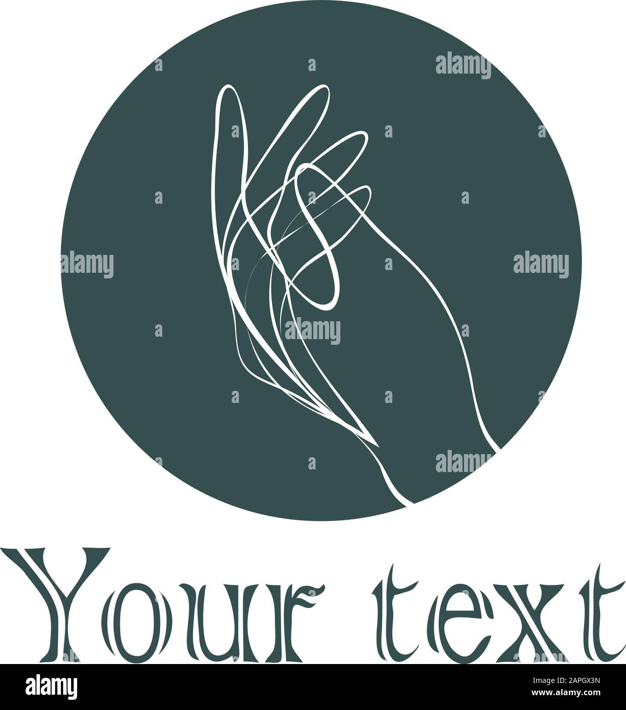 Logo - contoured hand in dark turquoise circle with text template Stock ...