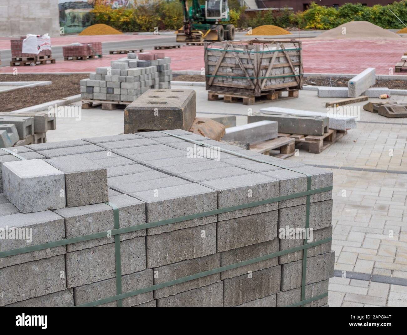 Concrete blocks for road construction Stock Photo - Alamy
