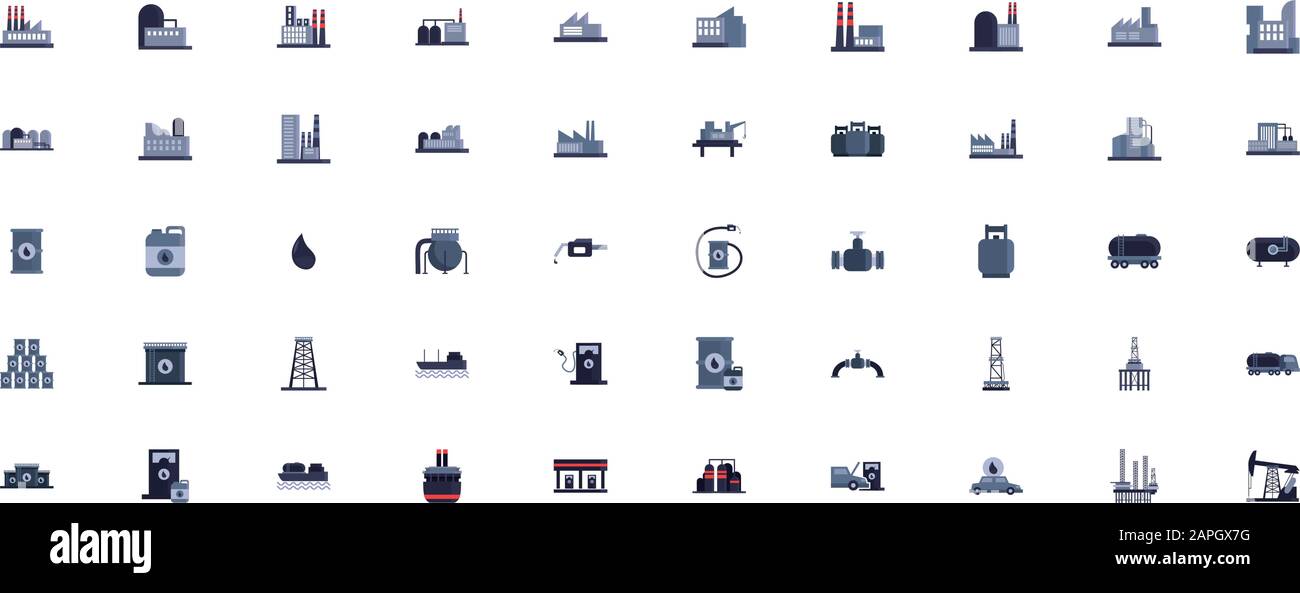 Oil industry icon set design, Gas energy fuel technology power ...