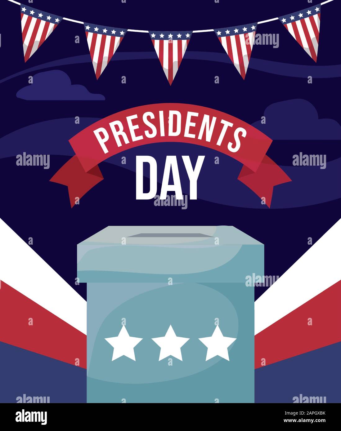 Vote box and banner pennant design, Usa happy presidents day elections ...