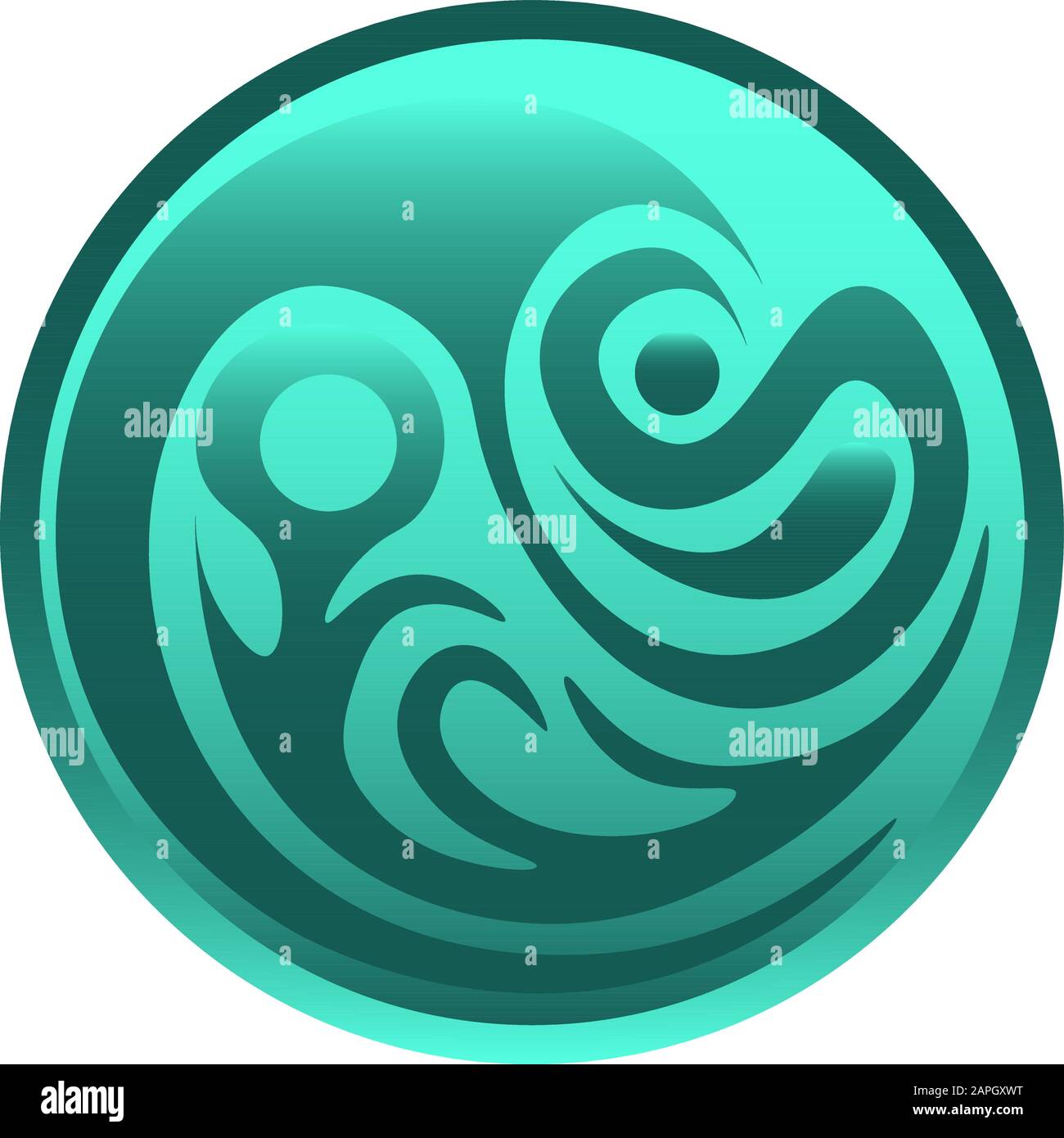 Circle with the blue pattern. fantasy symbol of the water, icon, button ...