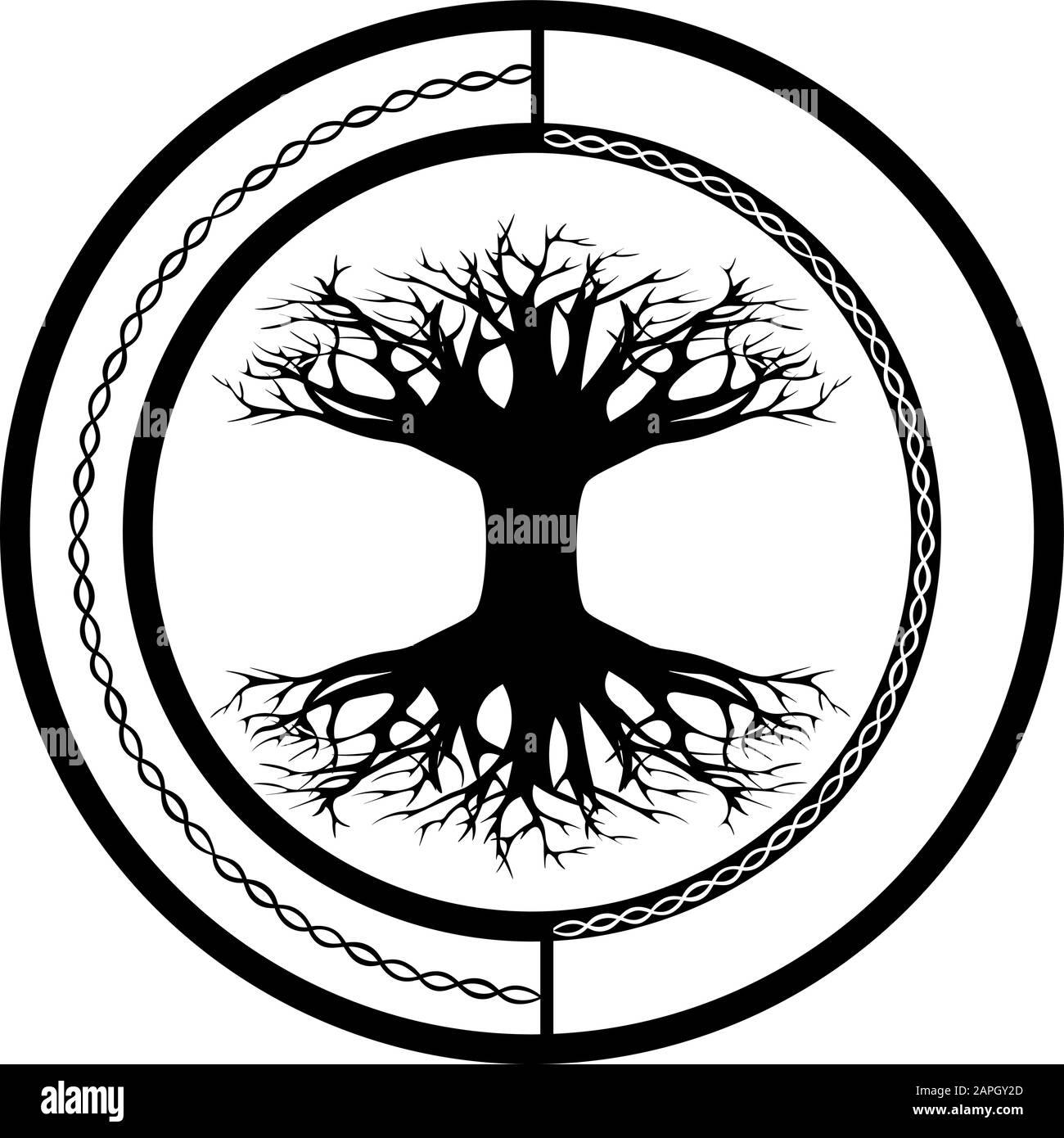 Scandinavian pagan symbol - yggdrasil, world tree - in the ornamental ...