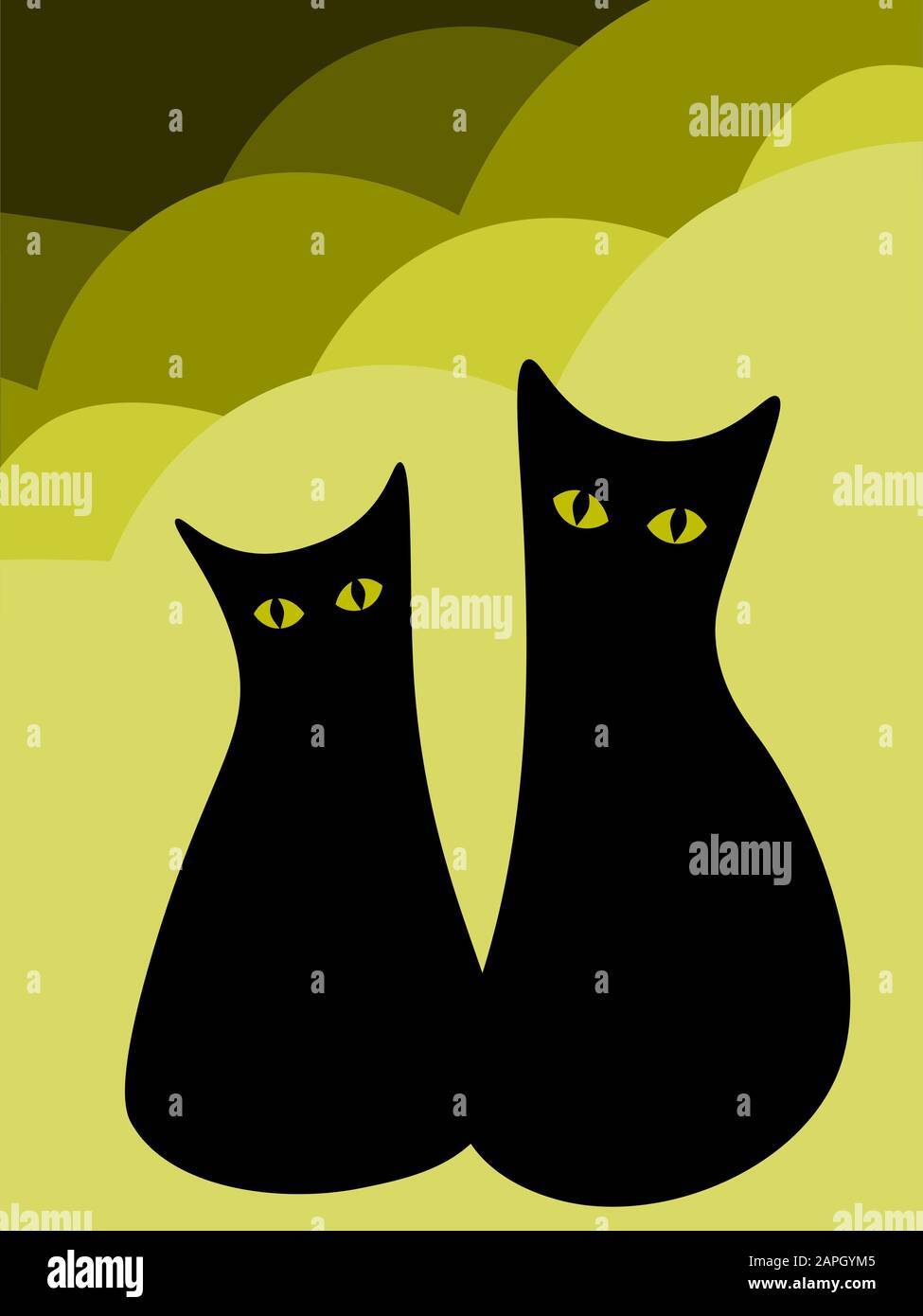 Cartoon Two Black Cats
