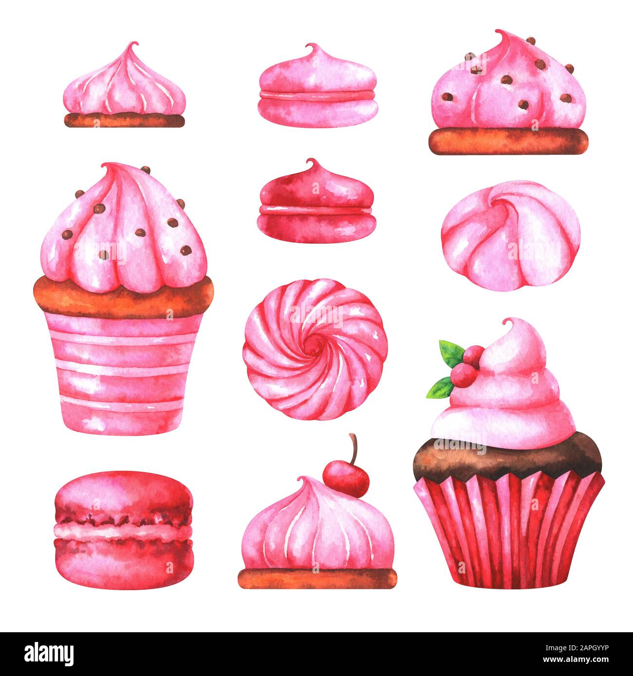 Watercolor collection of sweets Stock Photo - Alamy