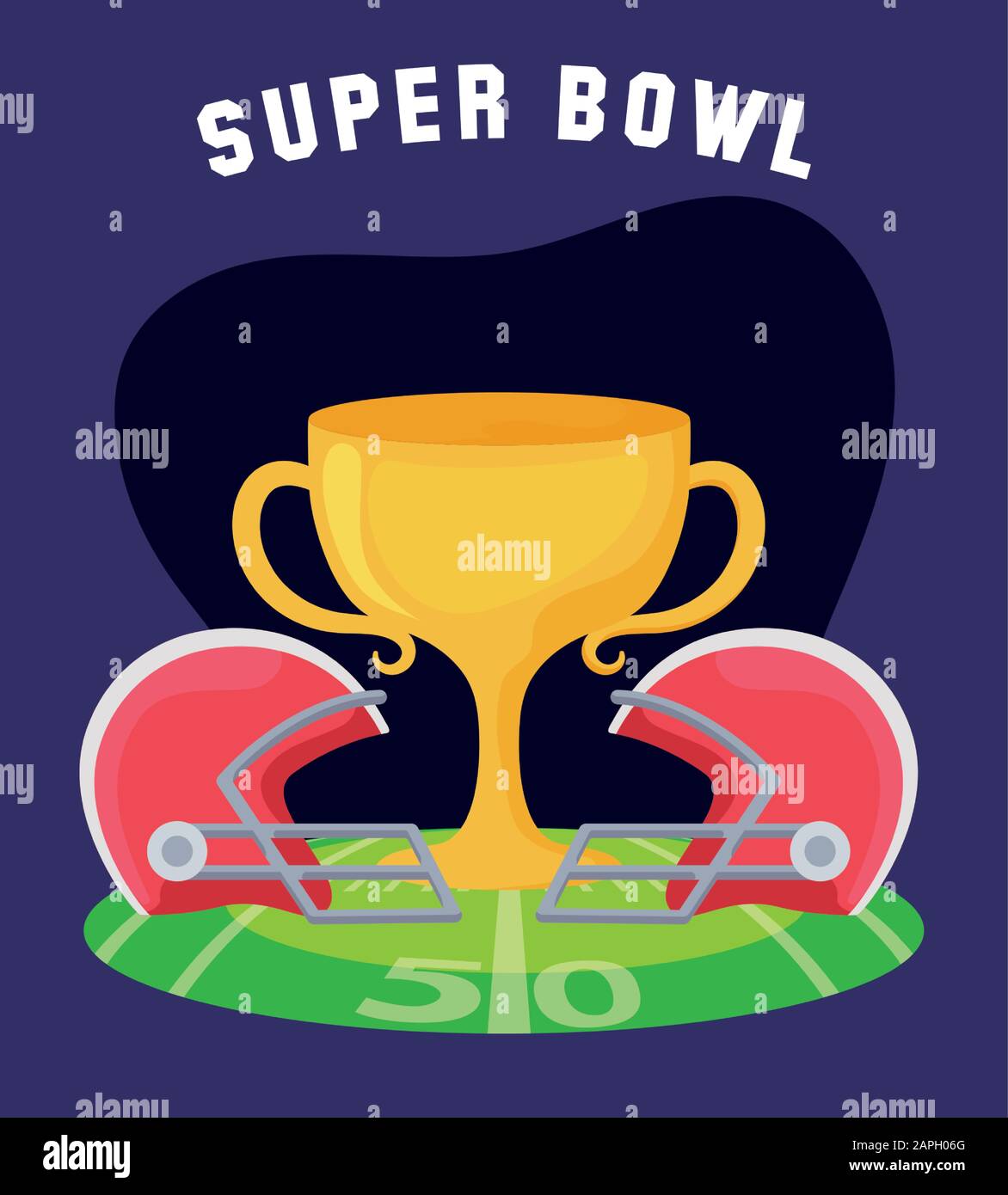 Trophy and helmets over field design, Super bowl american football ...