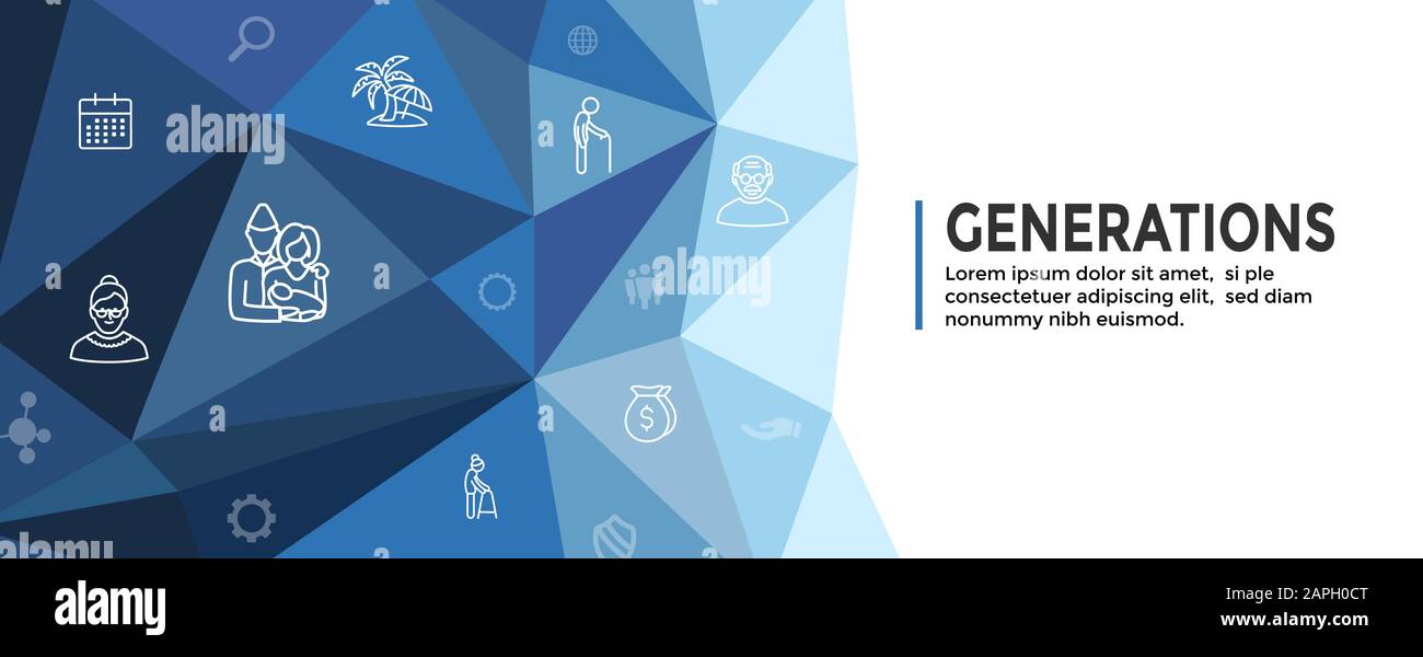 Generations Aging Web Header Banner and Icon Set Stock Vector Image ...