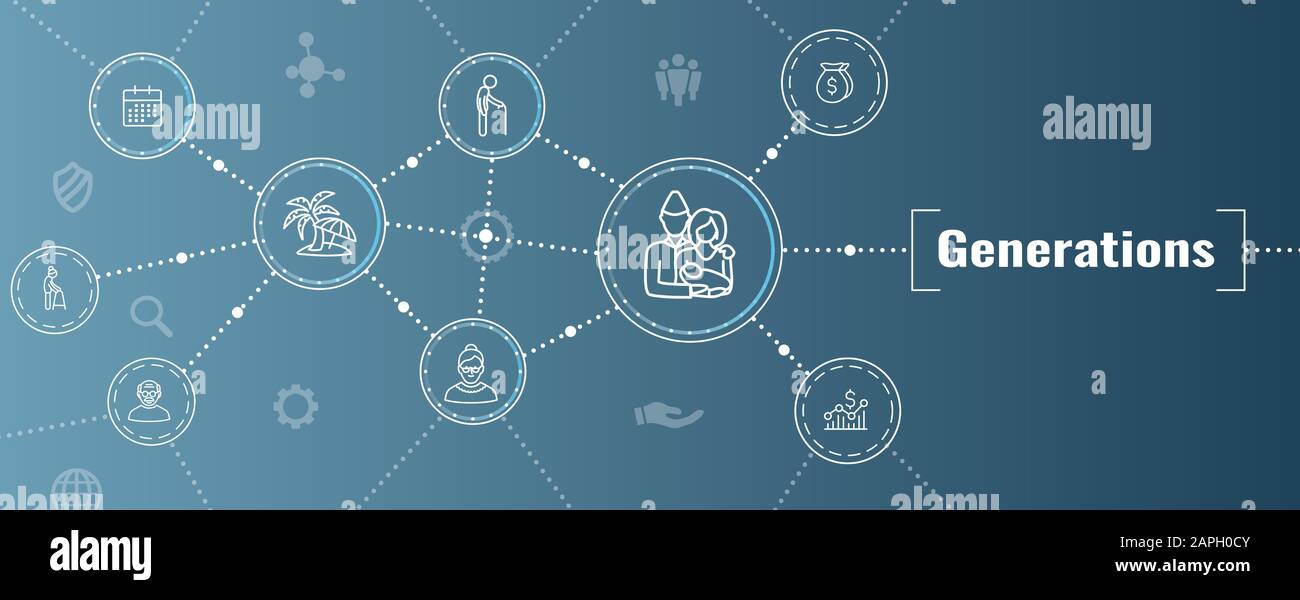 Generations Aging Web Header Banner and Icon Set Stock Vector Image ...