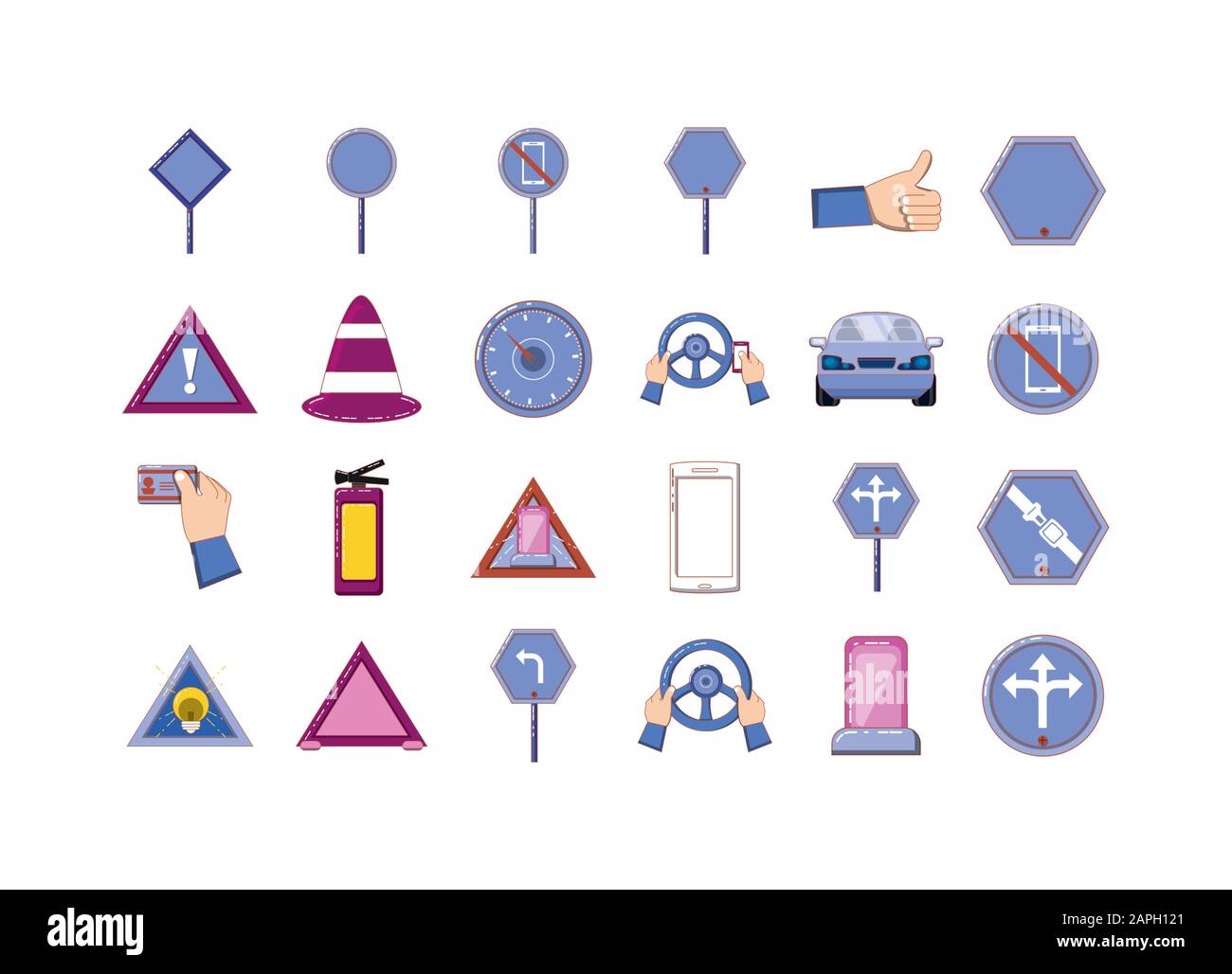 Road sign icon set design, Street message way information direction ...