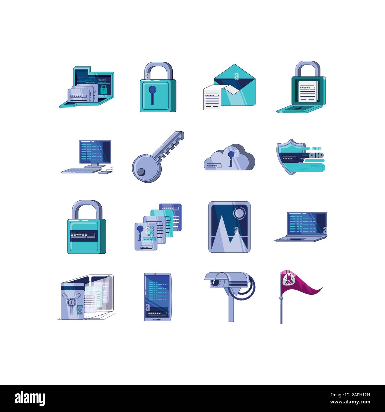 Icon set design of Security system warning protection danger web alert ...