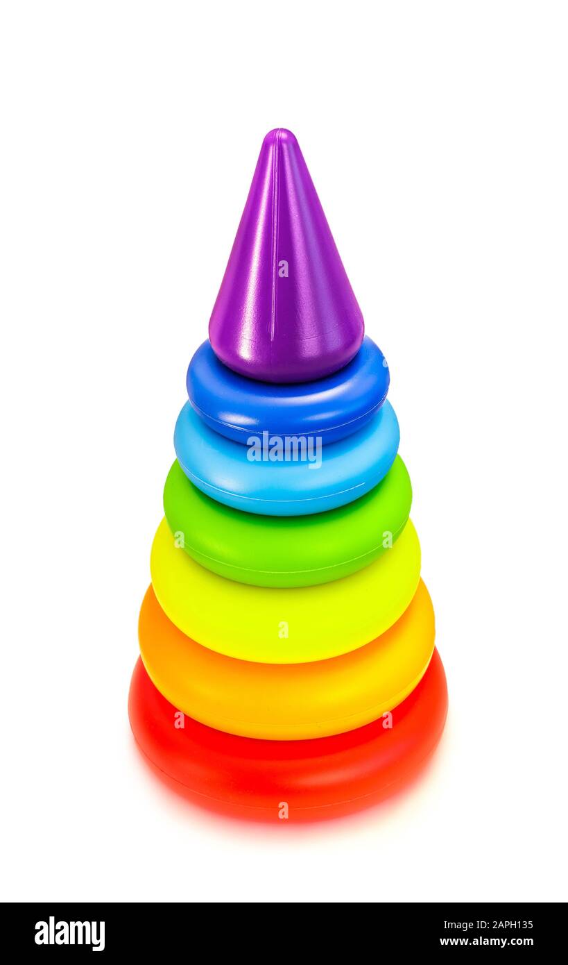 plastic toy pyramid, on white Stock Photo - Alamy
