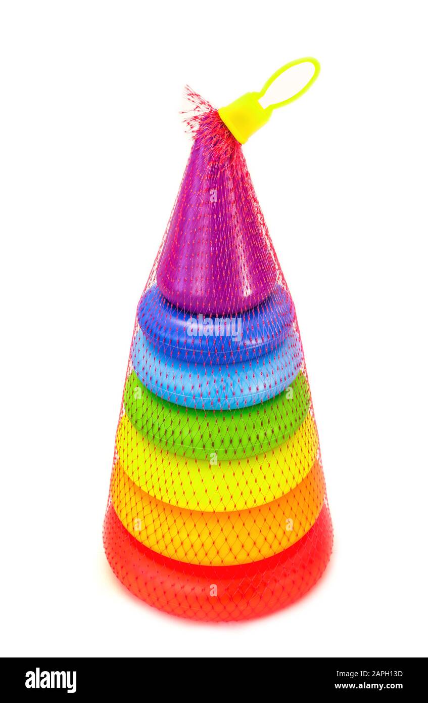 plastic toy pyramid, on white Stock Photo - Alamy