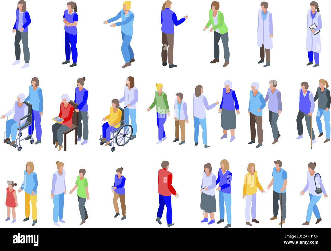 Caregiver icons set, isometric style Stock Vector Image & Art - Alamy