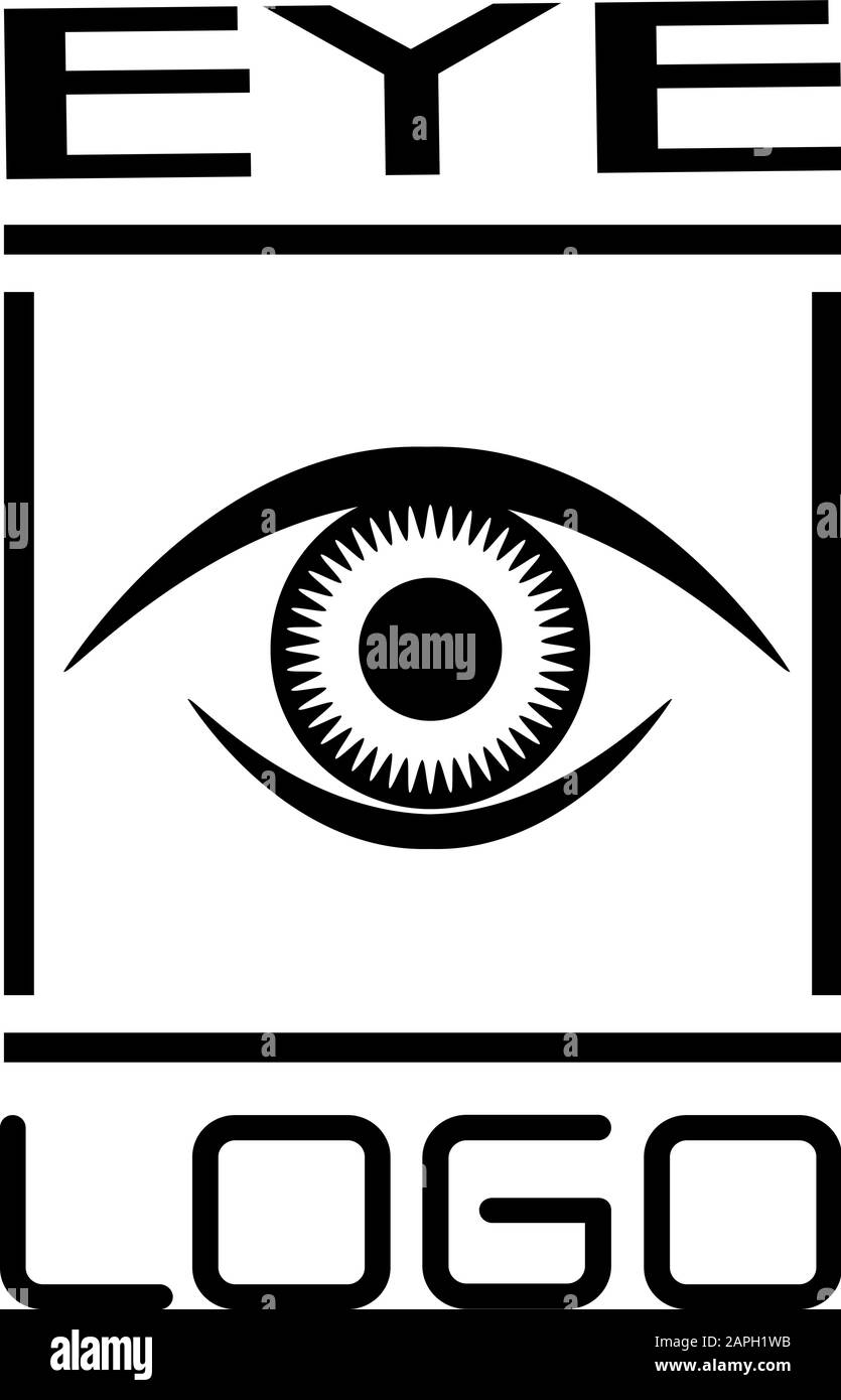 Black and white abstract open eye in square, text eye logo Stock Vector ...