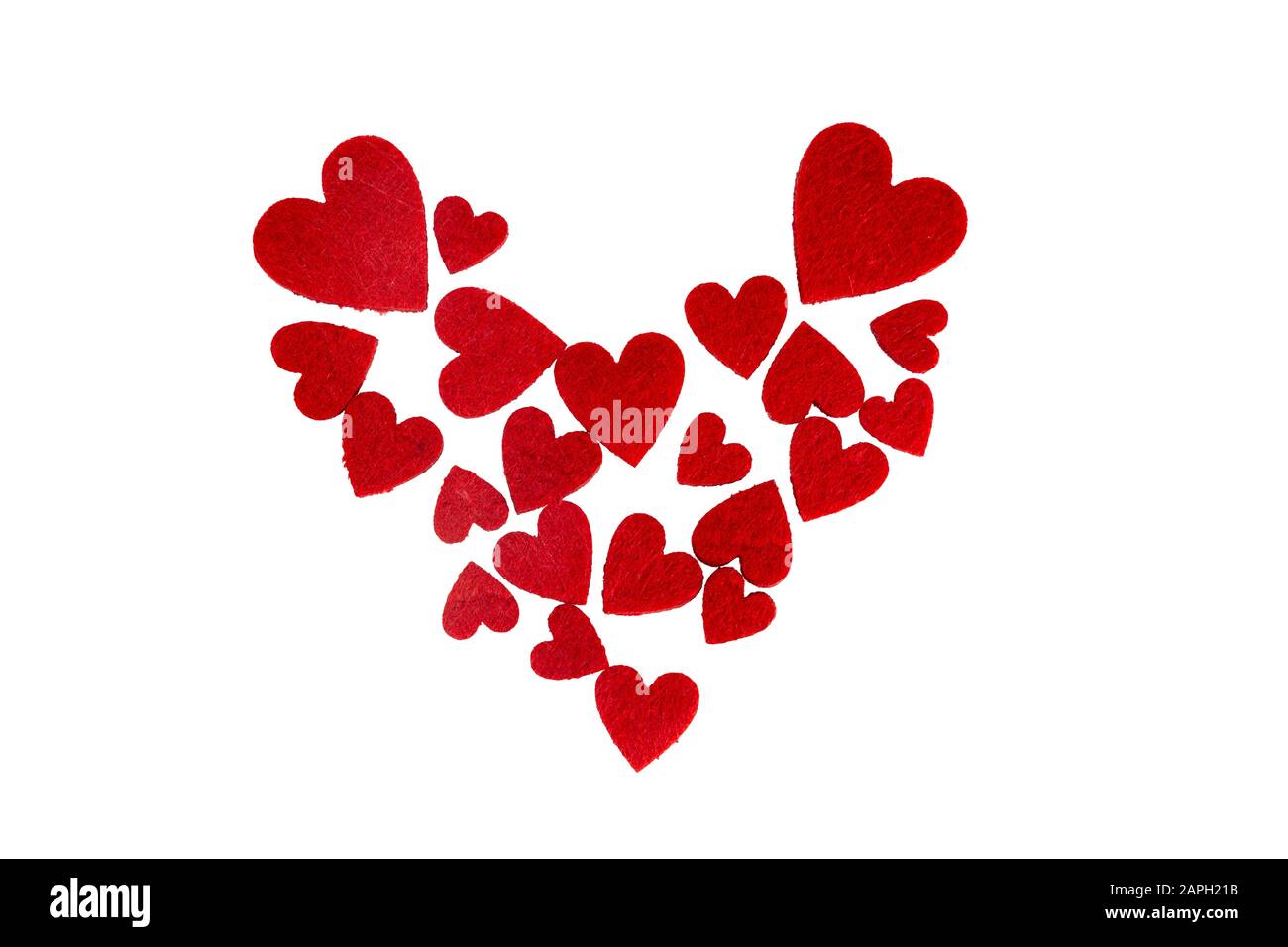 Red heart shapes isolated on white as design elements for Valentine's ...