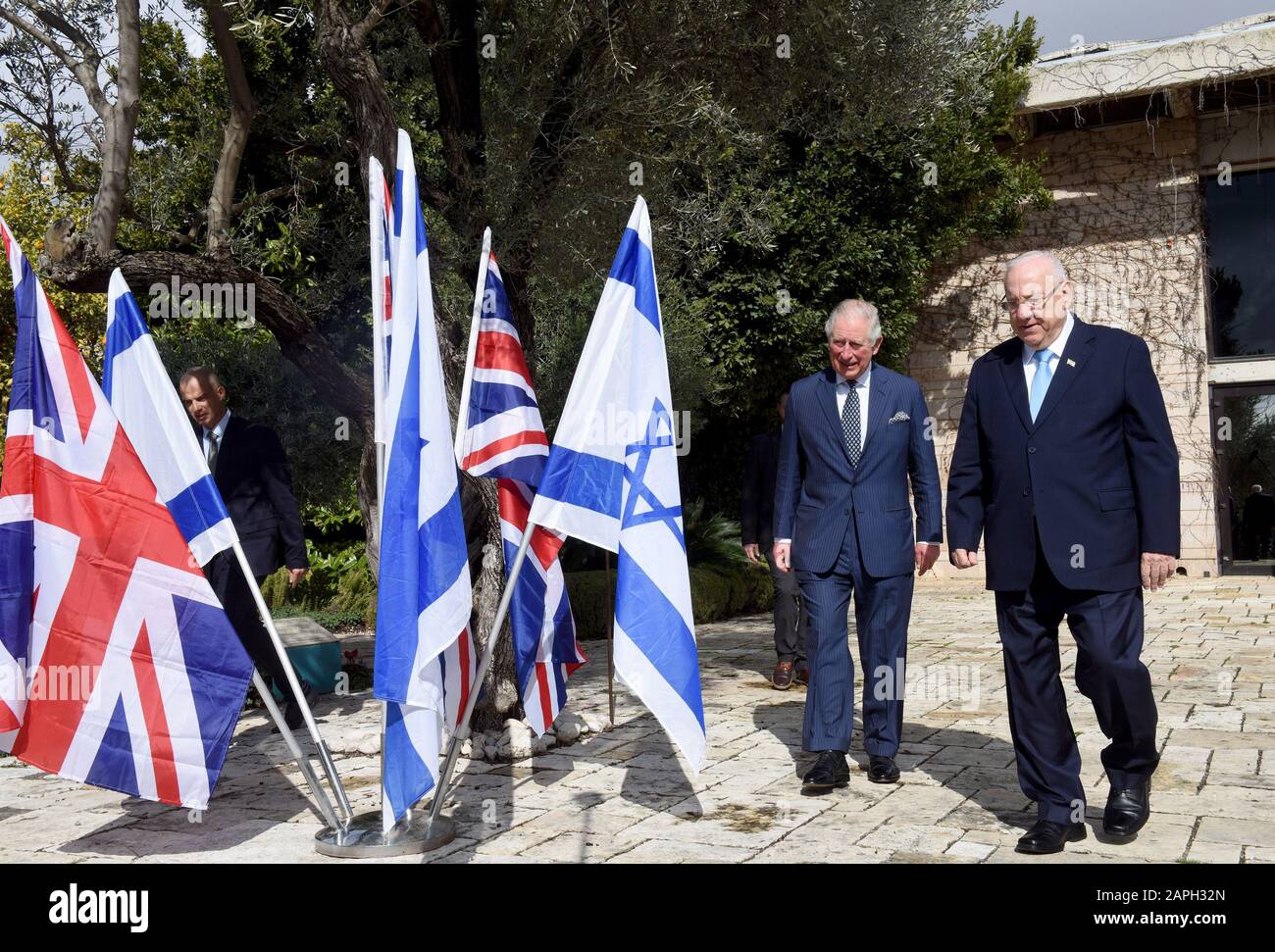 Jerusalem, Israel. 23rd Jan, 2020. (L) Britain's Royal Highness Prince Charles and ( R) Israeli ...