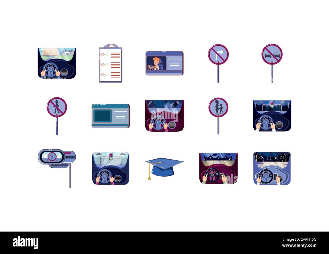 Road sign icon set design, Street message way information direction ...